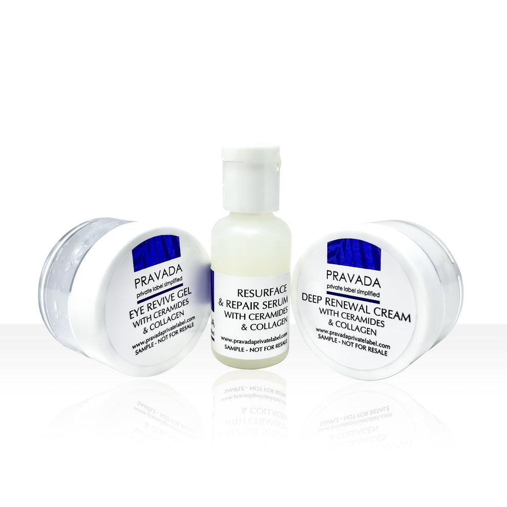 Ceramides & Collagen Sample Set - Private Label Renewal Cream, Repair ...